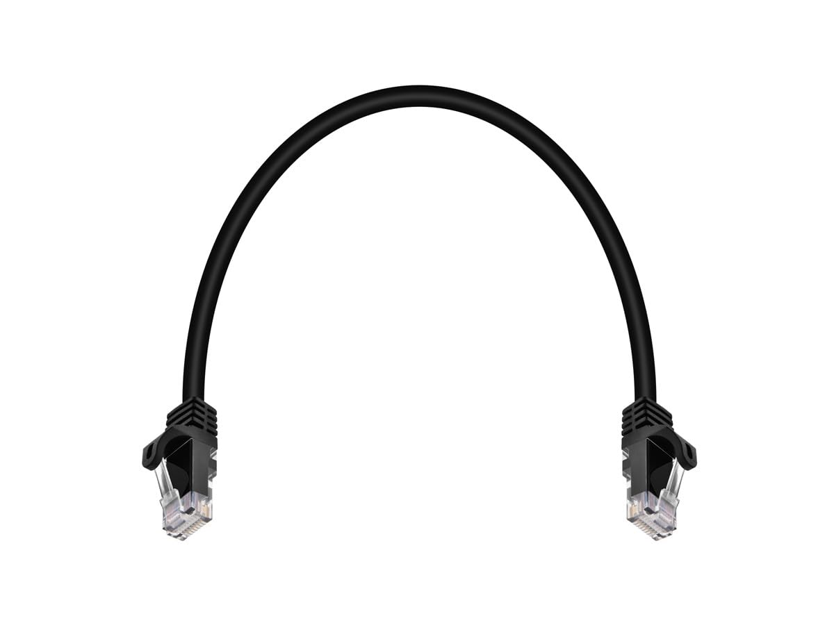 Monoprice Cat6 1ft Black Patch Cable UTP 24AWG 550MHz Pure Bare Copper Snagless RJ45 Flexboot Series Ethernet Cable