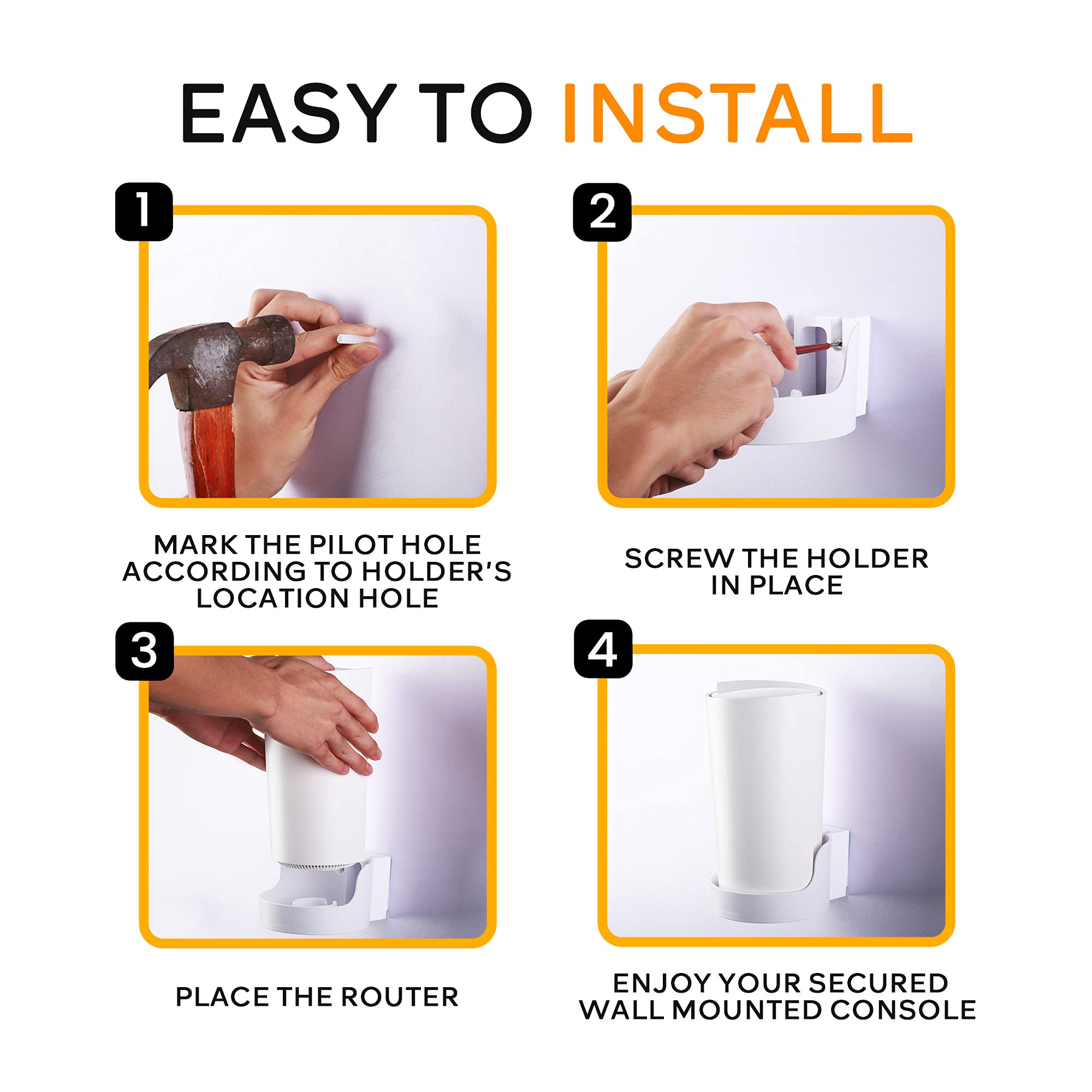 Bangcheer - Wall Mount Holder for Tp Link Deco, for Home Mesh WiFi System, Space Saving Deco Mesh Holder, Wall Mount Bracket Holder with Cable Organizer (Deco X90)