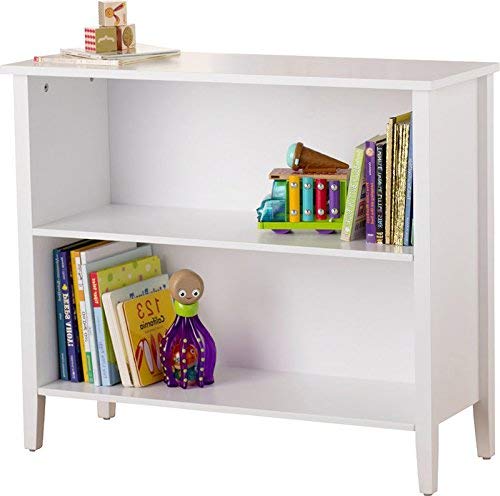 Kings Brand Furniture - 2-Shelf Wooden Bookcase Bookshelf Display Storage and Organizer, White