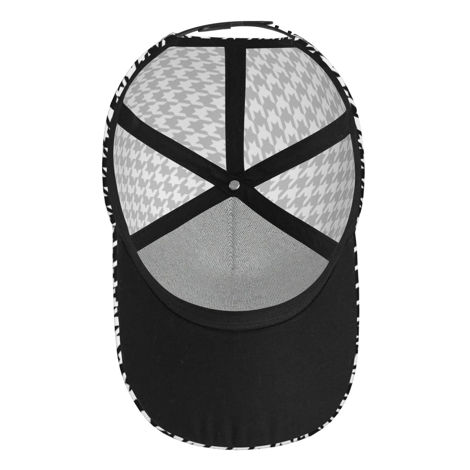 Baseball Cap Dad Hat for Women Men Adjustable Fashionable Low Profile Trendy Fit for Beach Summer Sport (Black Houndstooth)