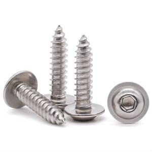 Glvaner (100 pcs) M3 x 25mm Flanged Button Head Socket Cap Self Tapping Screws 304 Stainless Steel 18-8 Wood Screws