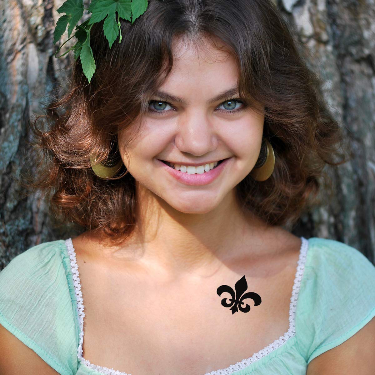 Black Fleur De Lis Temporary Tattoos | Pack of 25 | MADE IN THE USA | Skin Safe | Removable