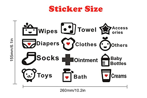 Upgraded Size Baby Diaper Cart Classification Stickers