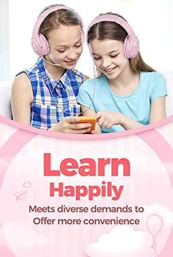 E5 Kids Wireless Headphones with Microphone, Bluetooth 5.0 Over Ear Wireless Kids Headphones with Volume Control 85dB/93dB, 40H Playtime,Sharing Function,for School/iPad/Tablet/Boys/Girls (Pink)