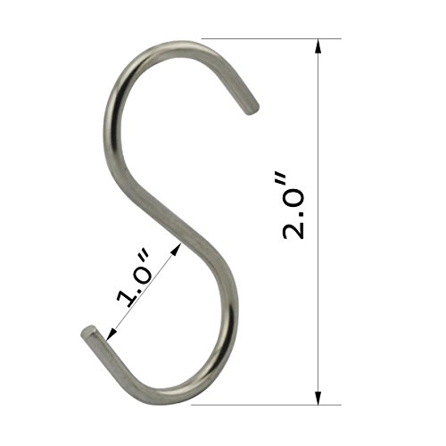 RuiLing 24-Pack 2 Inch S Shaped Hanging Hooks, Heavy-Duty Genuine Solid Polished Stainless Steel,for Jewelry, Key Ring,Kitchen Spoon Pot Multiple uses
