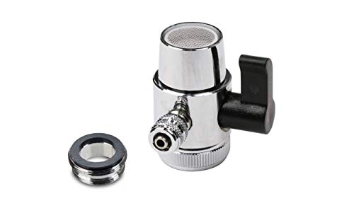 Chrome Faucet Diverter Valve (Includes adapter ring) Reverse Osmosis/Water Filters 1/4"- For Both Female & Male Faucets