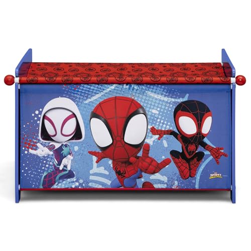 Delta Children - Marvel Spidey and His Amazing Friends 4-Piece Toddler Room-in-a-Box Set โ Includes Sleep and Play Toddler Bed, Table, 1 Chair and Toy Box, Blue/Red