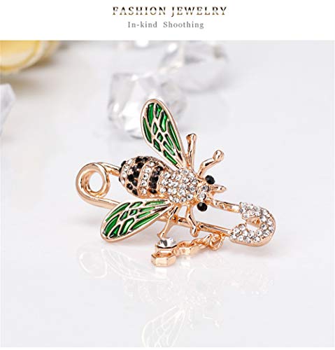 Bee Brooch pins Women Enamel Crystal Insect Pin Lapel Pin Large Safety Pin