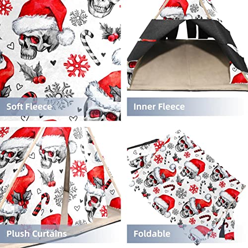 enheng Small Pet Hideout Santa Skull Christmas Hamster House Guinea Pig Playhouse for Dwarf Rabbits Hedgehogs Chinchillas