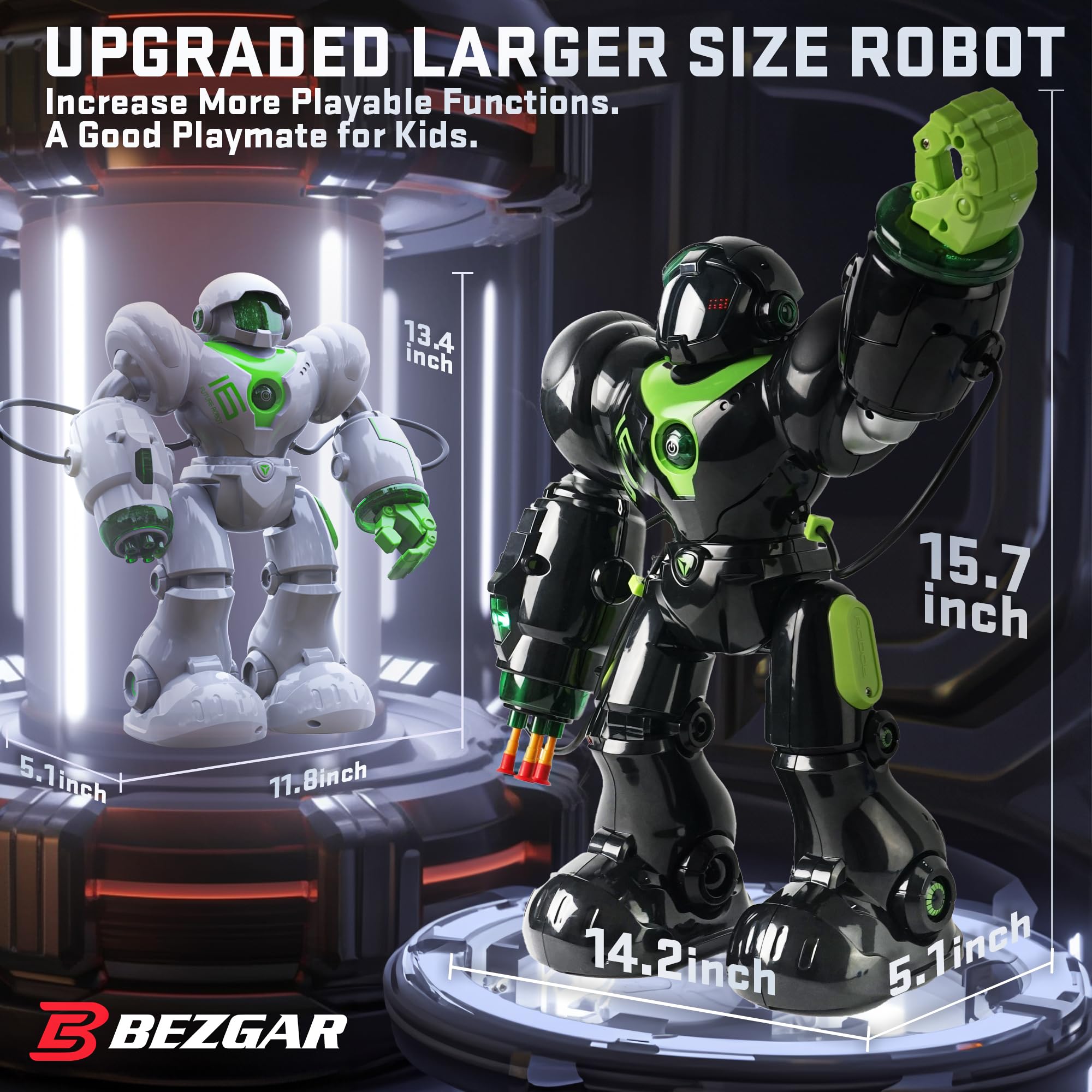 BEZGAR TR300 Robot Toys for Kids - Smart Programmable, Dancing Remote Control Emo Robot with 22 Actions, Supporting 78 Changing Expressions, Ideal Gifts for Kids, 3 4 5 6 7 8 Year Old Boys