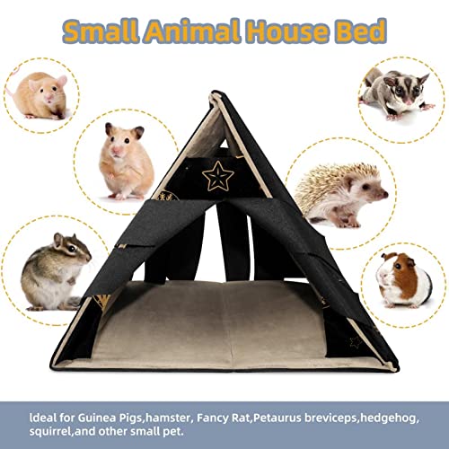 enheng Small Pet Hideout Gold Merry Christmas Wreath-01 Hamster House Guinea Pig Playhouse for Dwarf Rabbits Hedgehogs Chinchillas