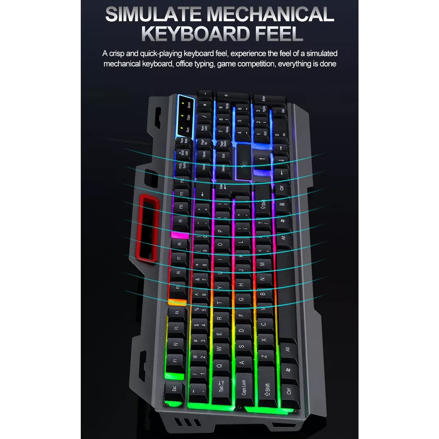 EXHNLE Gaming Keyboard and Mouse Combo, LED Rainbow Backlit Keyboard with 104 Key Computer PC Gaming Keyboard, Full-Sized Keyboard Mouse Combo