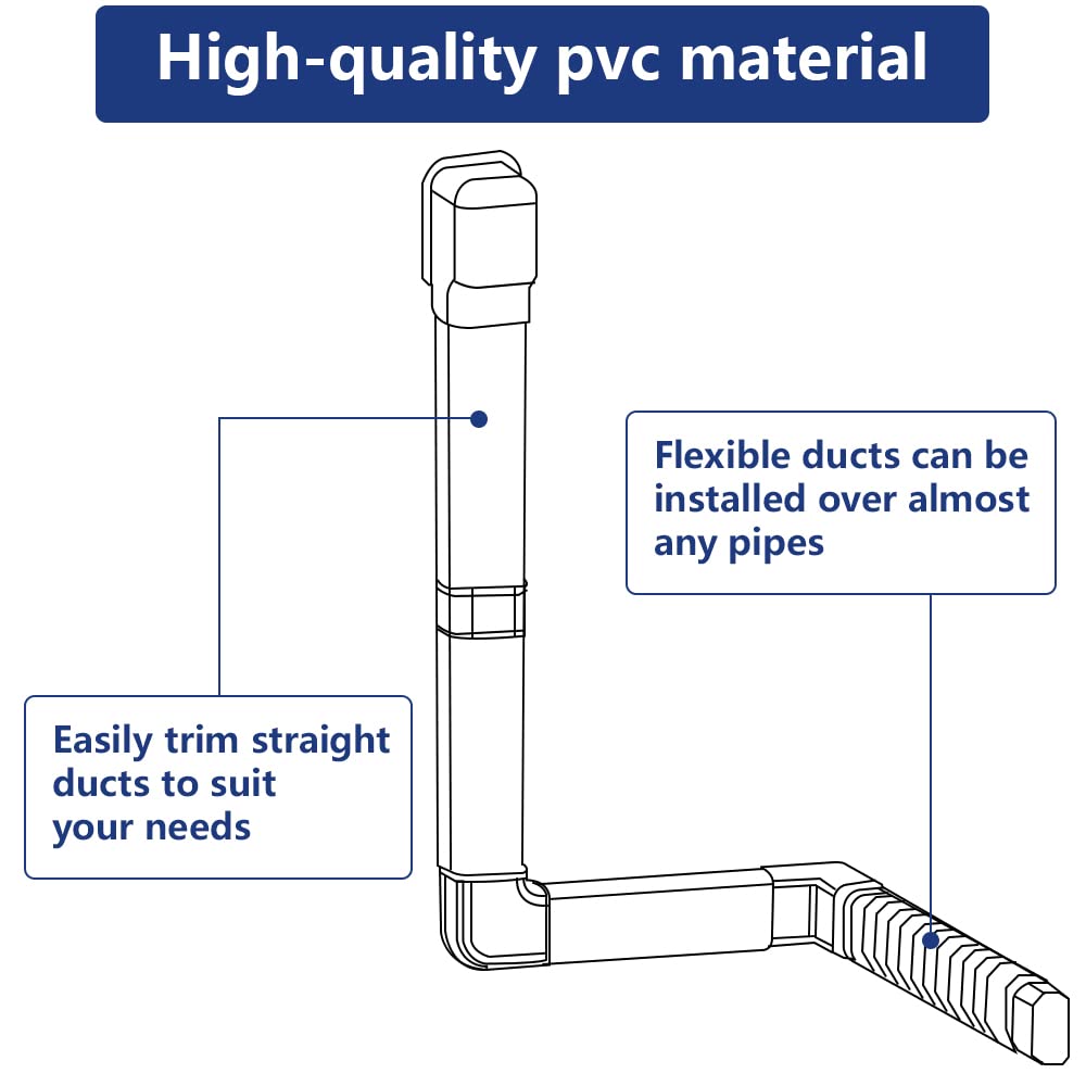 LCGP 4" 14Ft Decorative PVC Line Cover Kit, Suitable for Mini Split Air-conditioning and Heat Pump Systems, Outdoor Air-conditioning Pipe Insulation