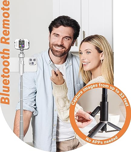 KraftGeek 33" Selfie Stick Tripod with Remote, iPhone and Android Extendable Phone Tripod, 1/4" Screw Mount for Cell Phone, Light, Camera, Anti-Shake Premium Portable Travel Phone Tripod Stand