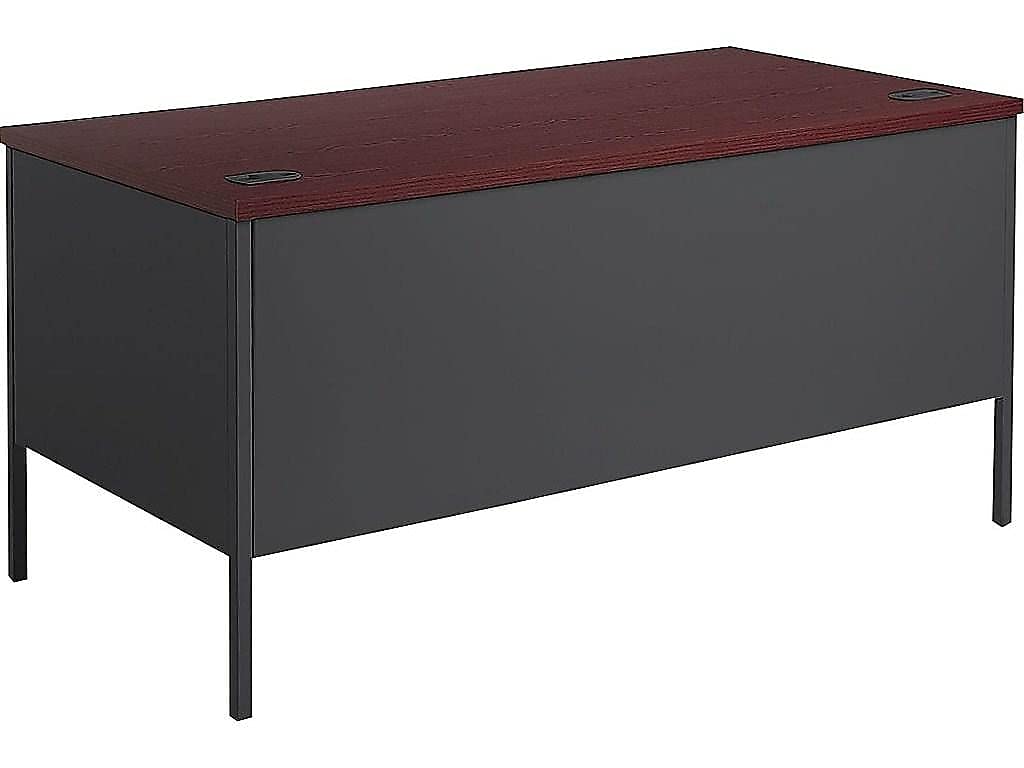 HON 60" Metro Series Classic Double Pedestal Desk, in Mahogany/Charcoal (HP3262)
