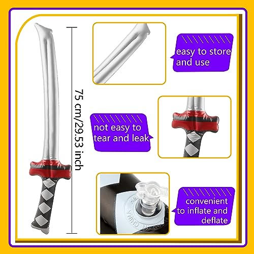 Cotiny 16 Pack Inflatable Ninja Sword Samurai Sword Toy Weapons Inflatable Katana Blow Up Costume Sword for Kids Adults Swimming Pool Party Ninja Cosplay Accessories