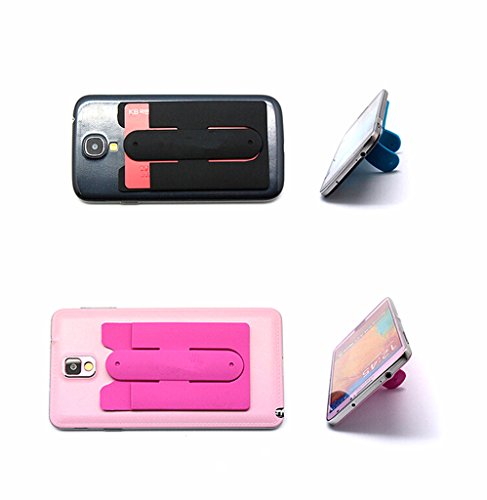 Kinteshun Card Holder with Cell Phone Stand,Stick-on Silicon Rubber Smartphone Sleeve Support Wallet(6pcs)