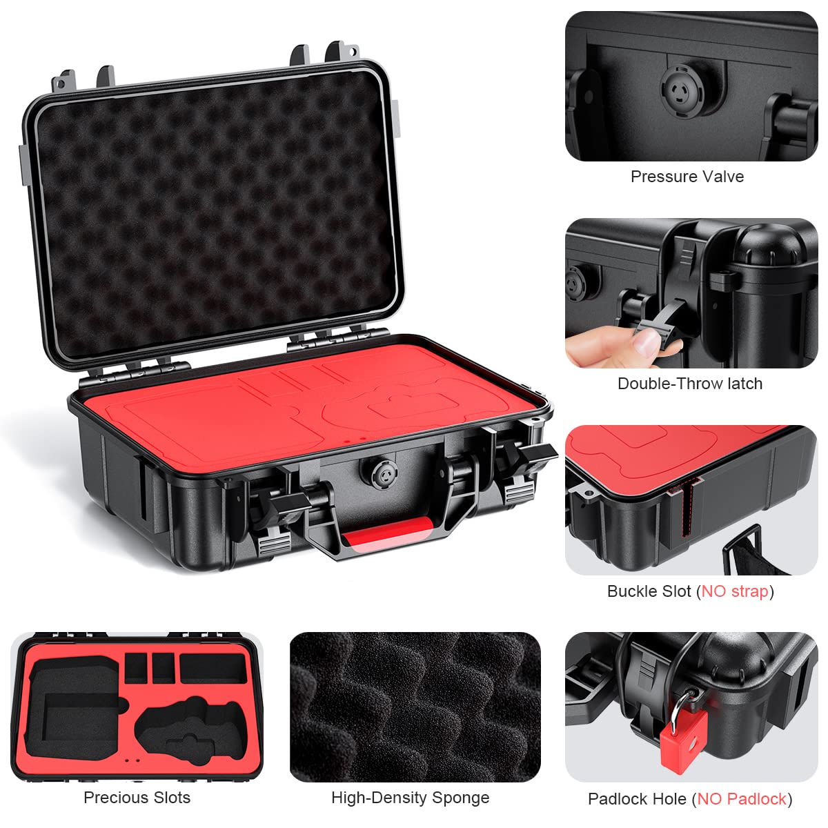 Case for DJI Mavic Mini 3 Pro Waterproof Hard Case, Outdoor Travel Storage Carrying Bag for DJI Mini3 Pro Fly More Combo & Drone RC Pro Smart Remote Controller Accessory Kit, Black [CASE ONLY]