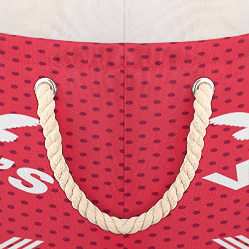Valentines Day Pattern (2) Large Round Baskets for Storage Laundry Baskets with Handles Blanket Storage Basket for Bathroom Shelves Bins for Organizing Nursery Hamper Girl Boy