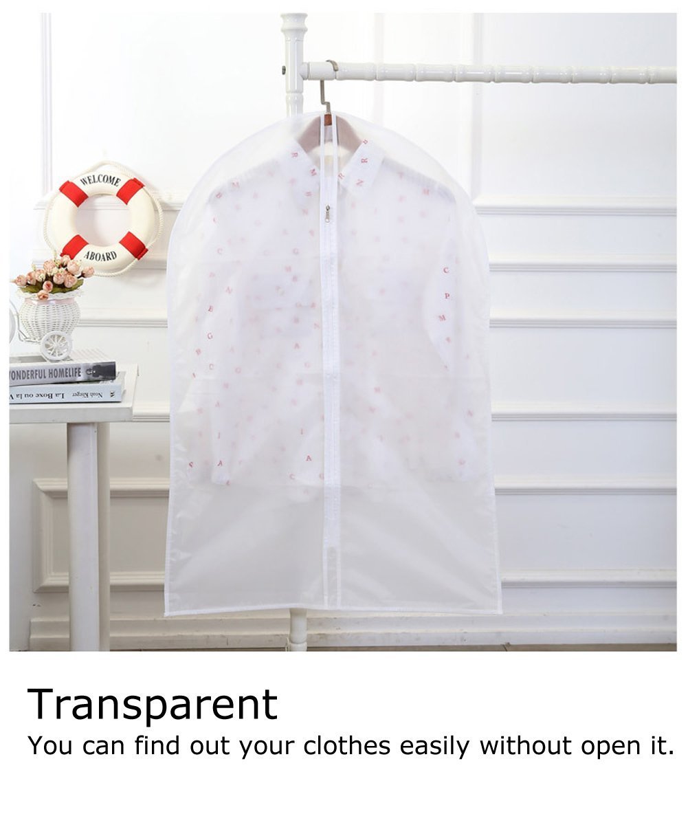 In kds Transparent PEVA Dress Garment Bag Suit Bag with Zipper Pack of 6, 4Medium and 2 Large