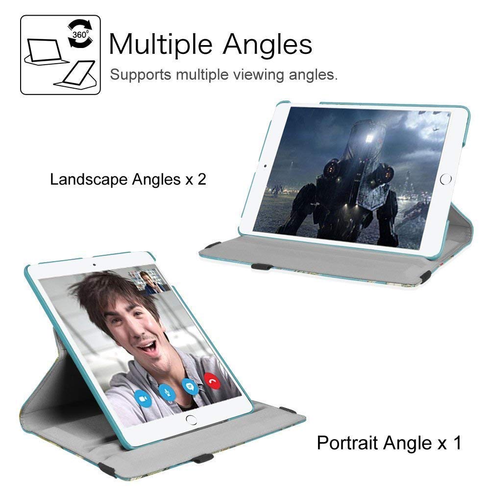Case for iPad 9.7 5th/ 6th Gen (2017/2018)/ iPad Air 2/ Air 1-360 Degree Rotating Multi Angle Viewing Folio Stand Cases with Auto Sleep/Wake (Purple Butterfly)