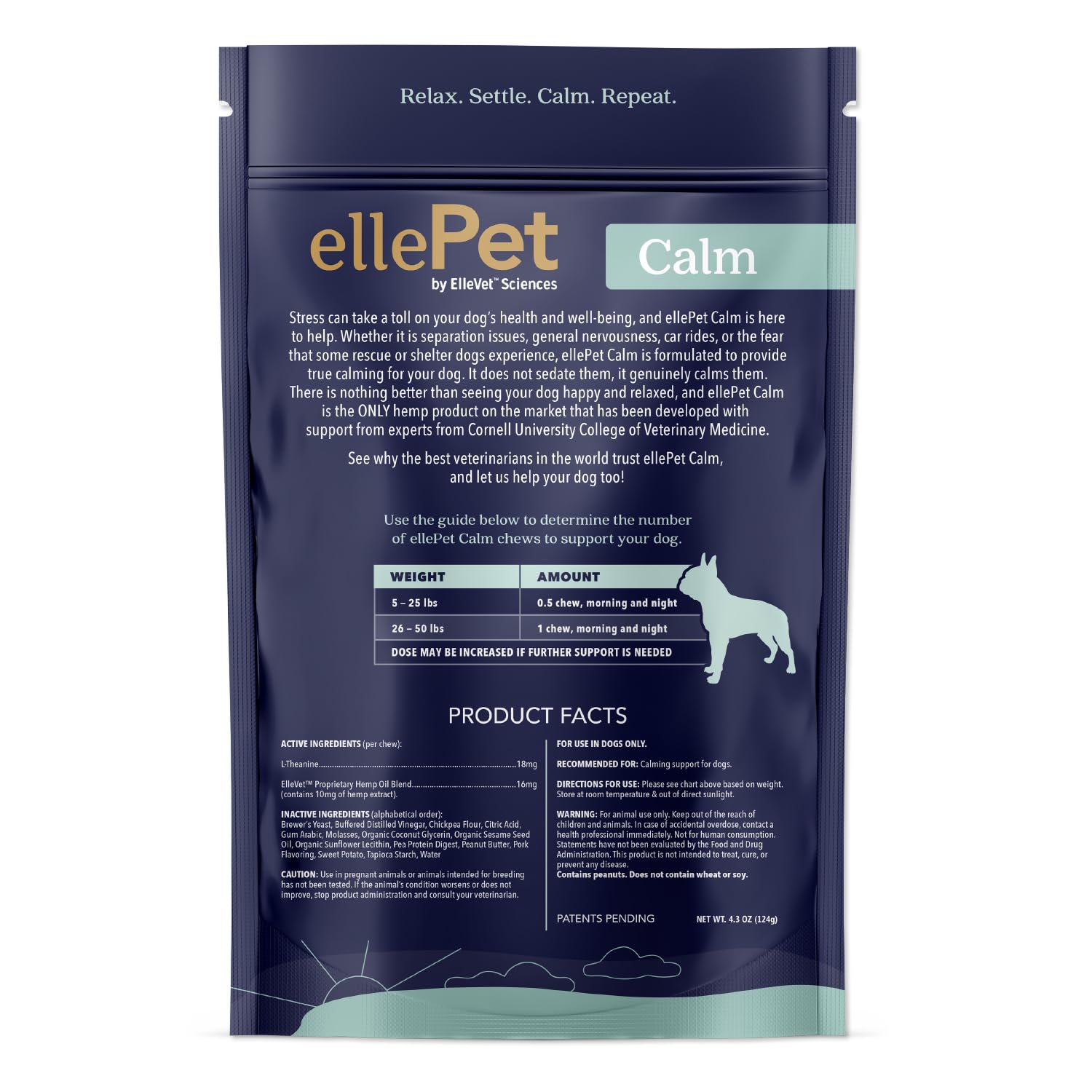 ELLEPET Calm Hemp Calming Chews 10mg for Dogs Under 50lbs - with Proprietary Hemp Oil Blend - Helps with Calming, Stress, Cognitive Support, and Overall Wellness