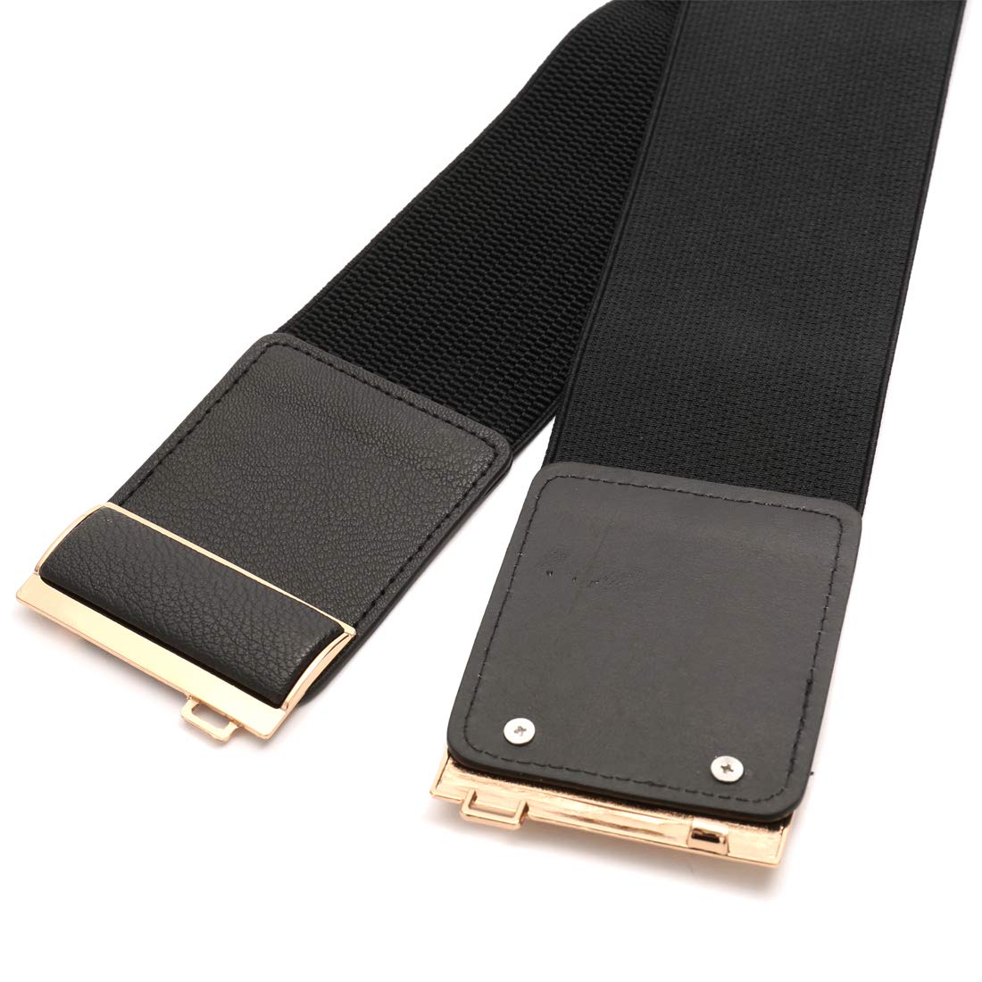 Beltox Womens 3" Wide Belt Elastic Stretch Cinch Waistband Lady Cummerband(30"-51",Black D)