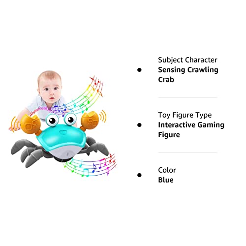 Plnmlls Crawling Crab Baby Toy,Tummy Time Baby Toys with Music and LED Light Will Automatically Avoid Obstacles, Build in Rechargeable Battery for Toddler Interactive Development Toy