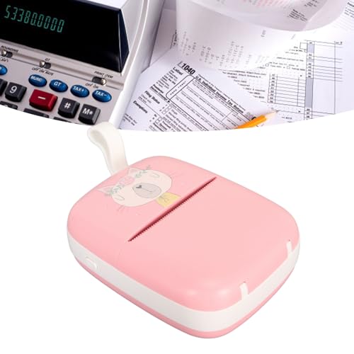 DISREGARDED Pocket Thermal Printer Mini Photo Printer with 3 Rolls Paper Notes Label Maker Built in Battery ABS for Office Home (Pink)