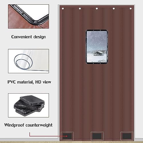 Kszoxdi Heavy Duty Thermal Insulation PU Doorway Curtain Screen Door Curtains Panel Soundproof Blanket Extra Wide with Window 30cm W x 45cm L for Garage Front Door Patio Kitchen Pink (Size : W130cm*H