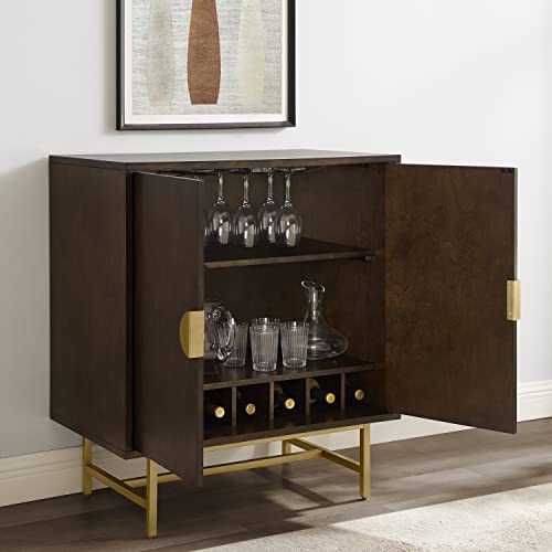 Crosley Furniture Blair Bar Cabinet, Dark Brown/Gold