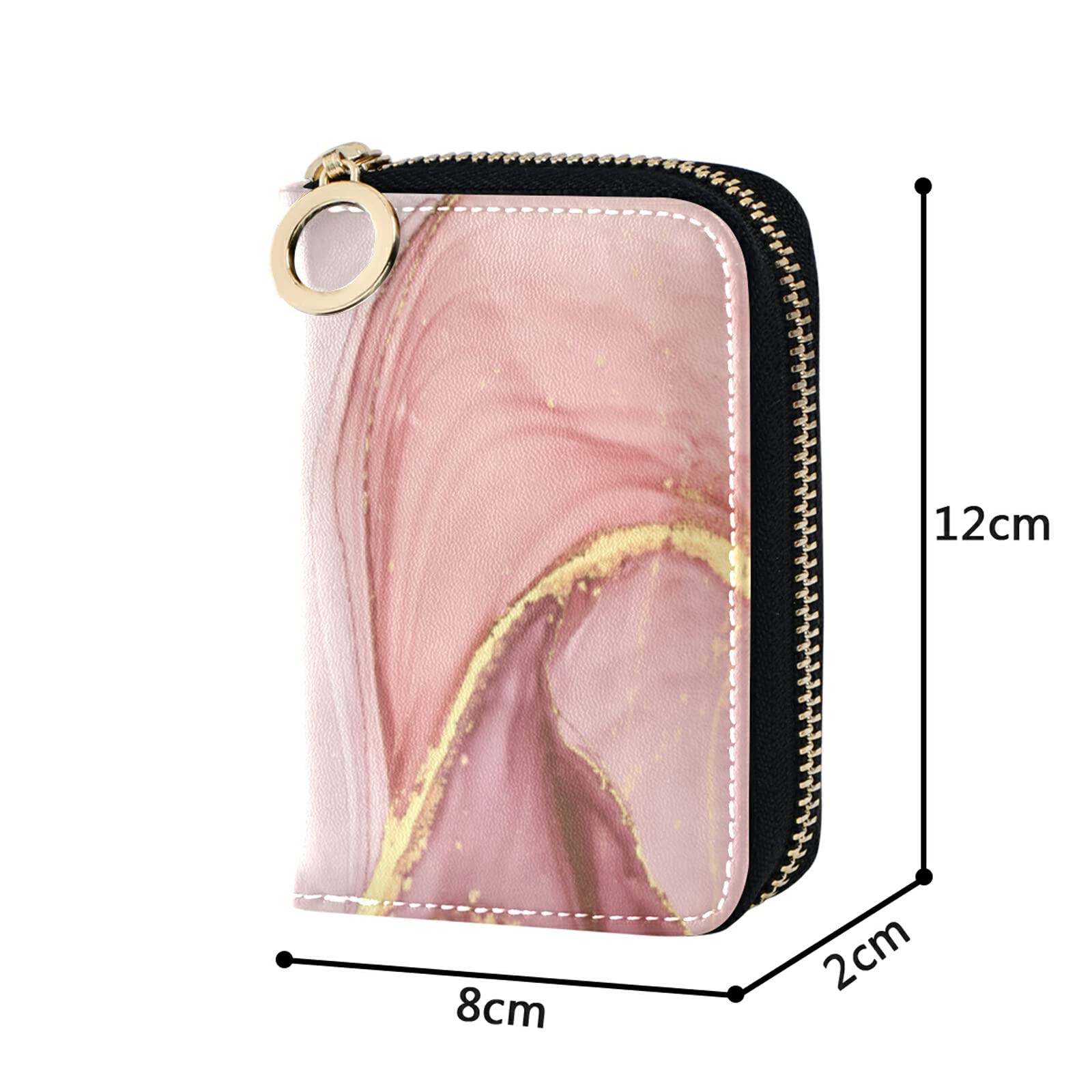 Mixing Acrylic Paints Pink Gold Marble Texture Modern Art Credit Card Coin wallet, Key Change Organizer Zipper Purse Compact Clutch Pouch Pocket, RFID Blocking Women Leather Card Holder