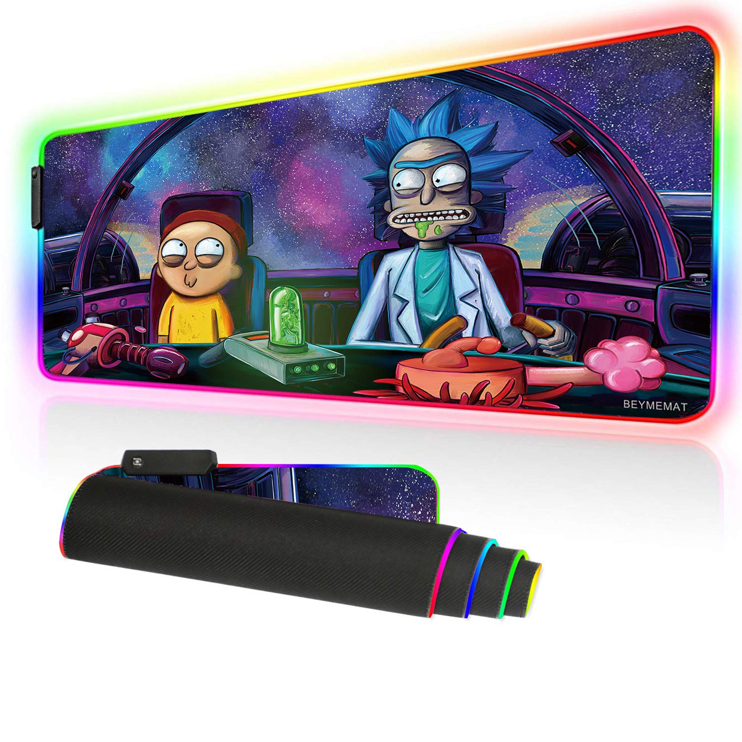 Beymemat RGB Gaming Mouse Pad, Professional Non-Slip Rubber Base Led Large Mouse Pad for PC, Laptop, Desk, 31.5×11.8 in (80x30 fgdinner06)