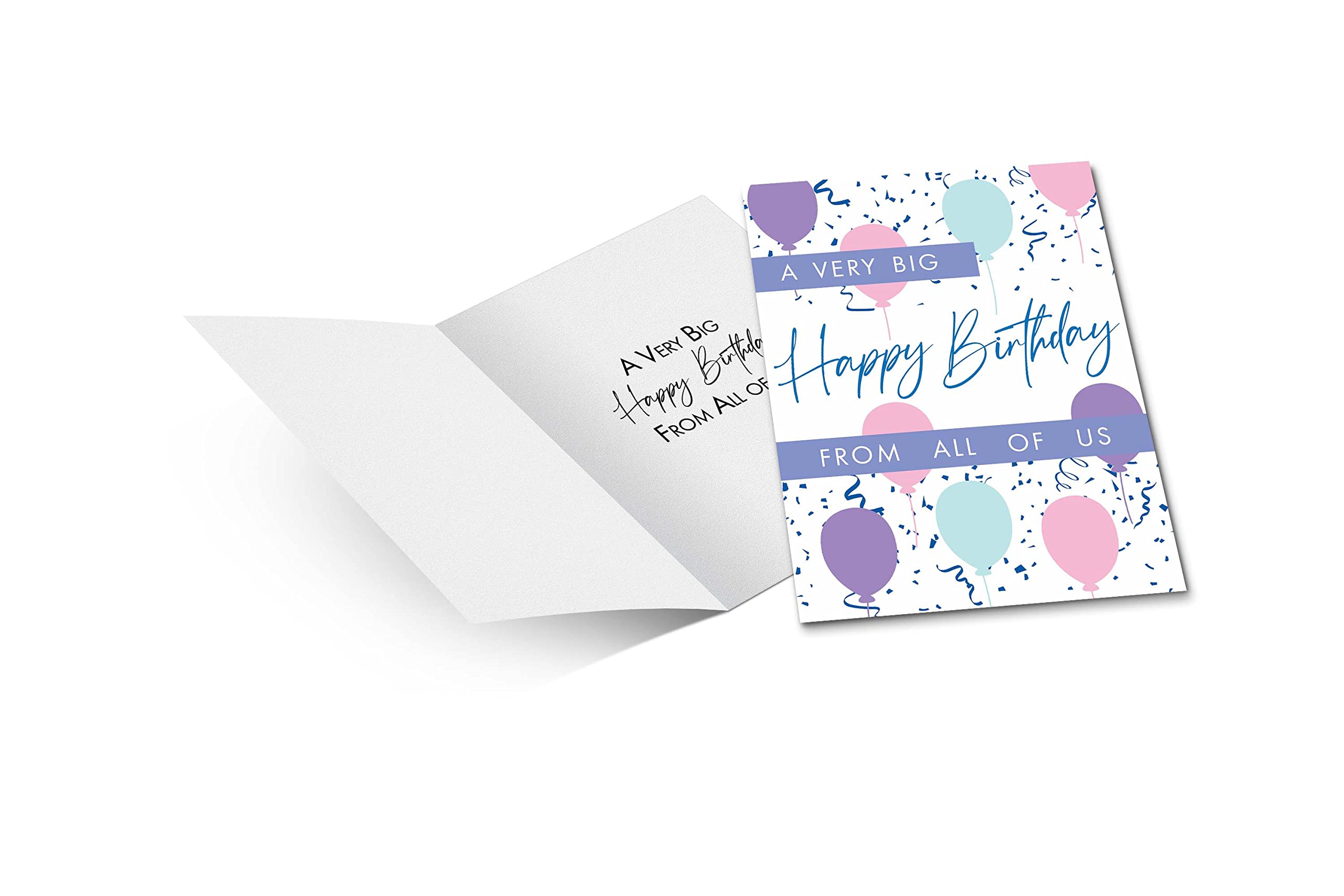 JBH Creations Big Birthday Balloon Drop Card - Extra Large 9 x 12 with Envelope - Pastel