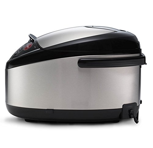 Tiger JAX-T18U-K 10-Cup (Uncooked) Micom Rice Cooker with Food Steamer & Slow Cooker, Stainless Steel Black