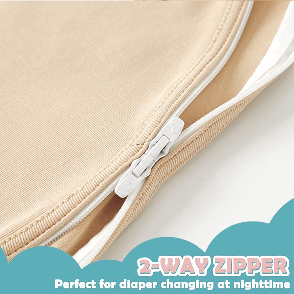 Bunnikins & Clover Transition Swaddle with 2 Way Zipper, Legs in/Out Design, Warm Up or Cool Down Transitional Arms Up Swaddle, Cotton Newborn Swaddling Sack Sleeping Sack 3-6 Months