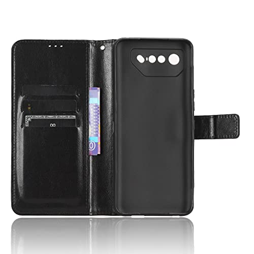 Kukoufey Case for Asus ROG Phone 7 Leather Case,Flip Leather Wallet Cover Case for Asus ROG Phone 7 Ultimate Case Black