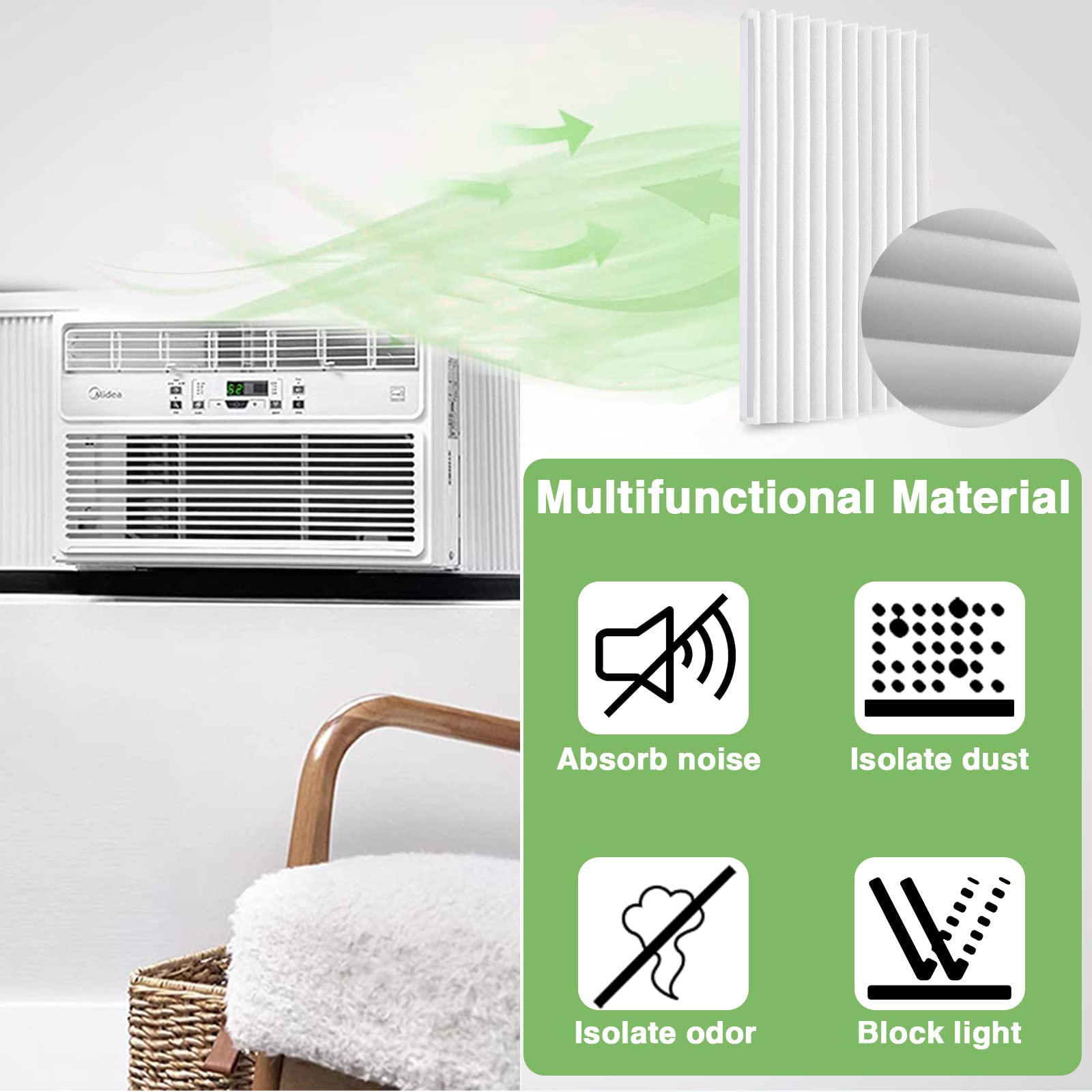 Birllaid Window Air Conditioner Side Panels Foam Insulation Installation Kit,Window Ac Side Panels,Ac Unit Window Seal 17Inch x 9 Inch x 7/8 Inch,Pack of 2 White (White)