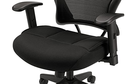 HON Wave Office Chair High Back Mesh Ergonomic Computer Desk Chair - Adjustable Arms & Pneumatic Seat Height, Synchro-Tilt Tension Lock Recline, Comfortable Cushion, 360 Swivel Rolling Wheels - Black