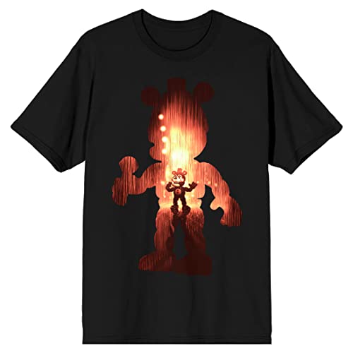 Five Nights at Freddy's Freddy Fazbear Silhouette Shape Tee, Arcade Pizza Palace Space Filled T-Shirt FNAF-Medium