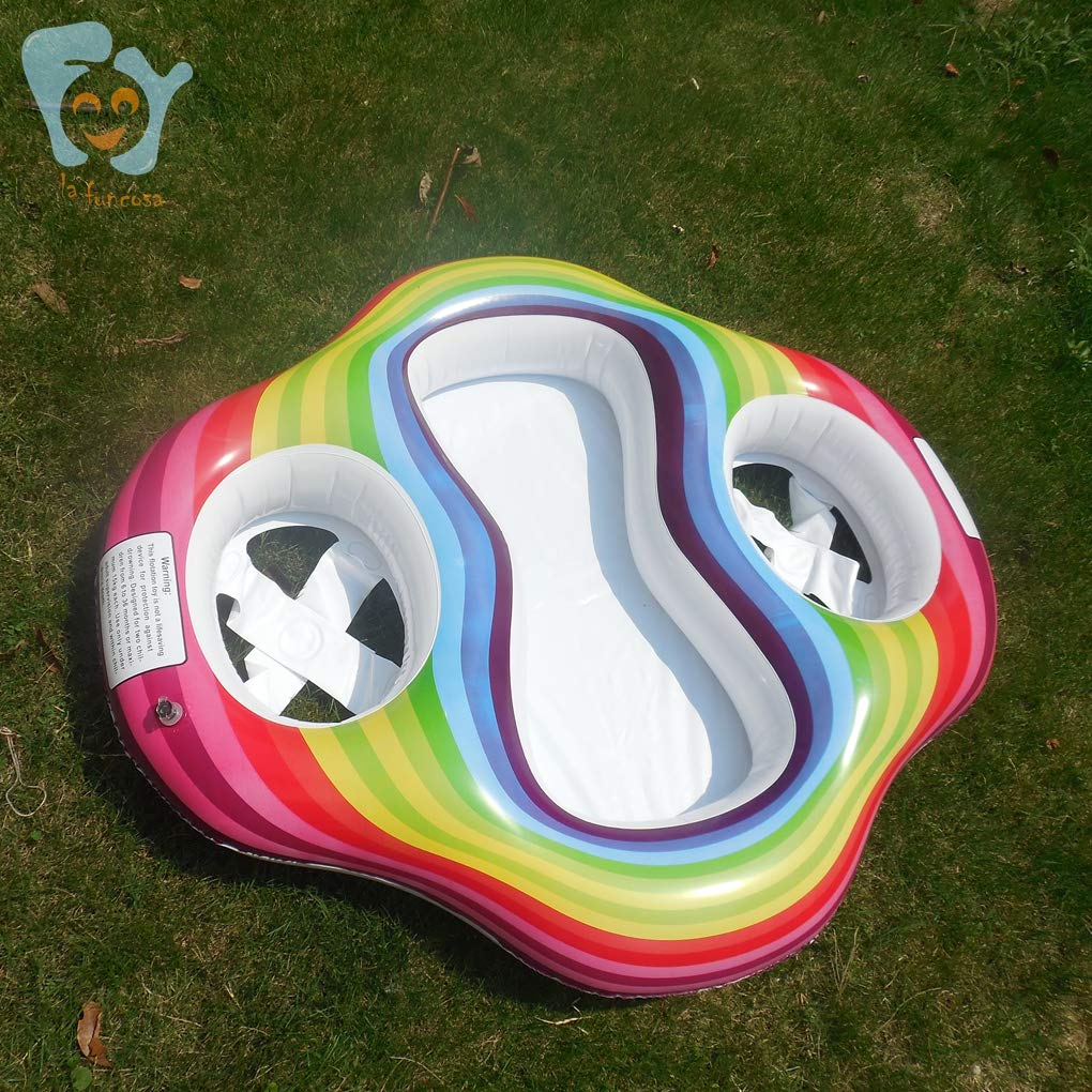 Inflatable Twin Baby Pool Float Infant Double Seat Floaty 2 Kids Swimming Rings