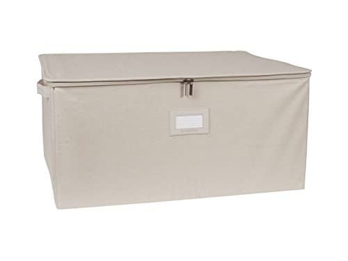 Covermates Keepsakes - Zip-Top Storage Box - Heavy Duty Polyester- Reinforced Handles - Stackable Design - Indoor Storage-Beige Heather