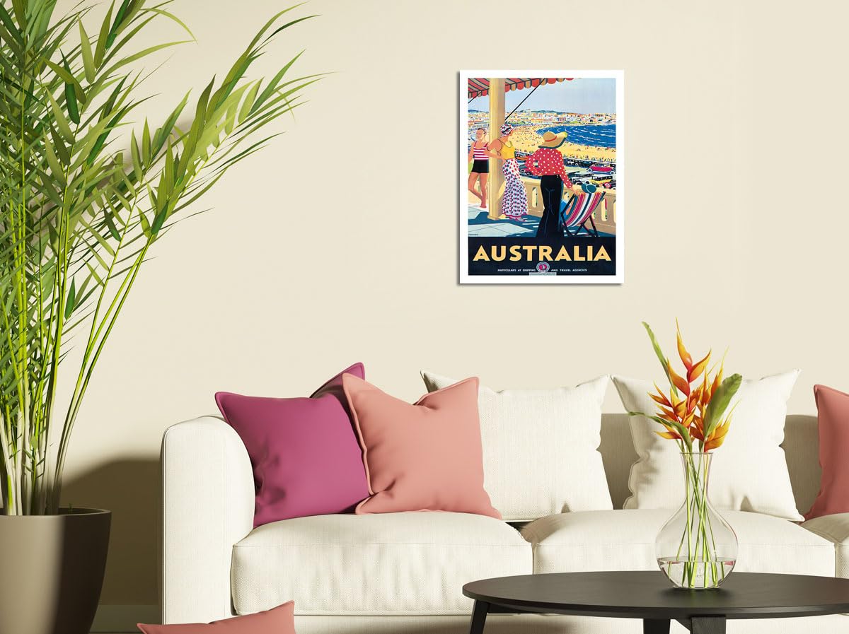 Australia - Bondi Beach New South Wales - Vintage Travel Poster by Percy Trompf c.1929 - Master Art Print (Unframed) 9in x 12in