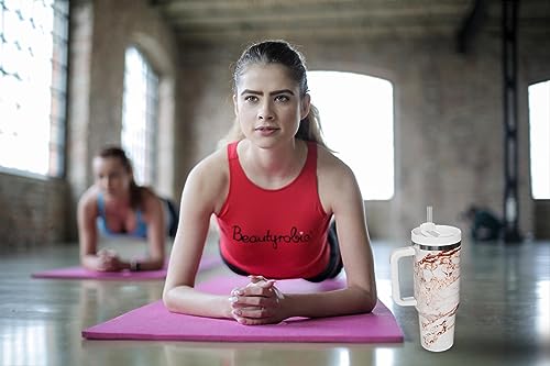 Dapperlin 40oz Stainless Steel Vacuum Insulated Tumbler with Lid and Straw for Water, Iced Tea or Coffee, Smoothie and More (Golden Marble)
