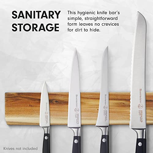 Messermeister Knife Magnet Bar, Acacia - Holds Up to 10 Knives - Easily Mounts to Wall & Includes Hardware + Mounting Instructions - 17 3/4"