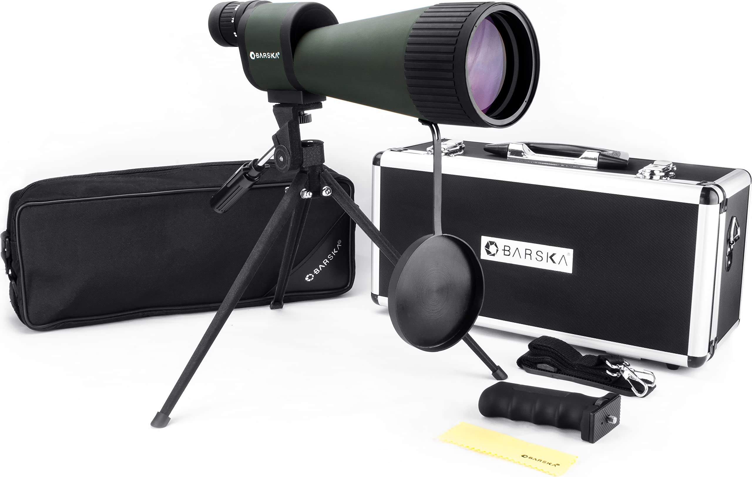 BARSKA Benchmark 25-125x88 Waterproof Straight Spotting Scope, Green/ Black