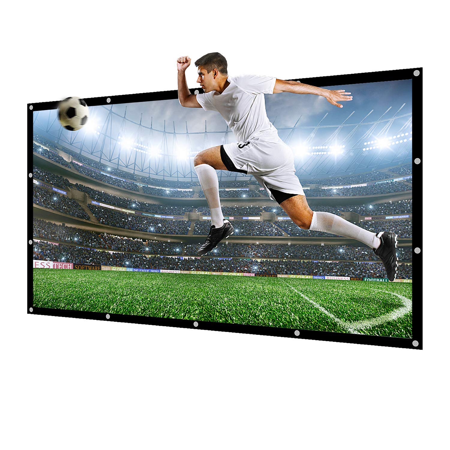 NIERBO Huge Large Projector Screen 300 inch of Canvas Material 16:9 Projection Movies Screen Outdoor Projection Screen for Church School Home Indoor 1.6 Gain Not Include Mount