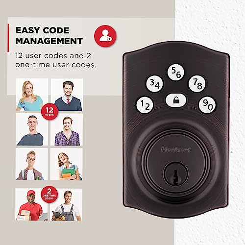 Kwikset Powerbolt 240 5-Button Keypad Venetian Bronze Traditional Electronic Deadbolt Door Lock, Featuring Convenient keyless Entry, Customizable User Codes and auto Locking