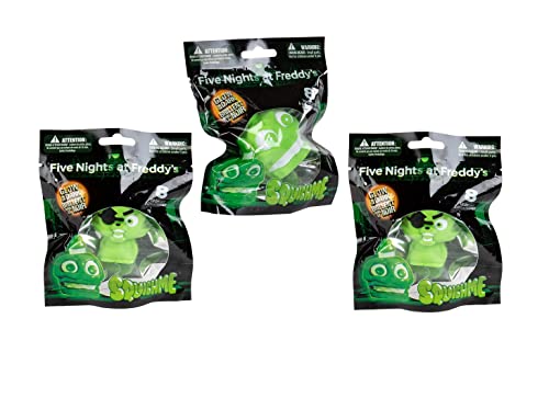 Five Nights at Freddy's 3-Pack Mystery Bag - Assorted Glow-in-the-Dark Squishy Figures - Ages 4+ Officially Licensed