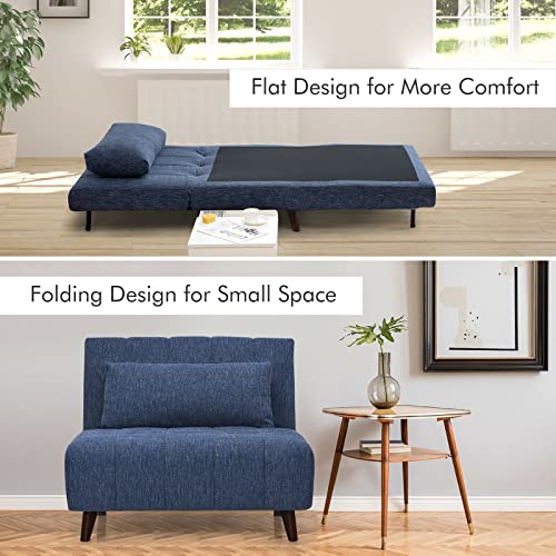 DNATS Convertible Sofa Bed 3 Position Folding Sleeper Chair w/Pillow Beige/Gray/Blue (Color : A)